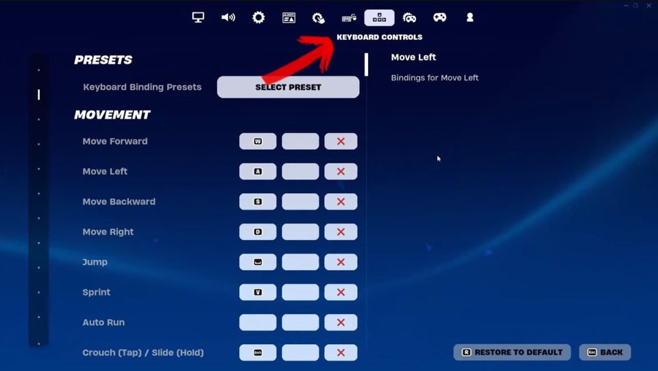 Controls for Fortnite - Ensigame