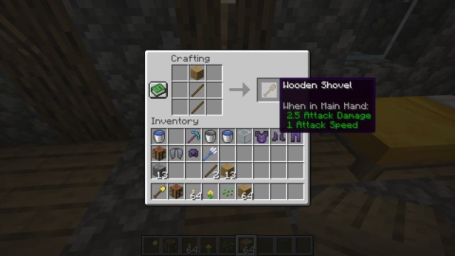 Crafting items in Minecraft - crafting the shovels - Ensigame