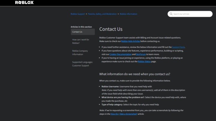 Connecting with customer service for Roblox issues - Ensigame