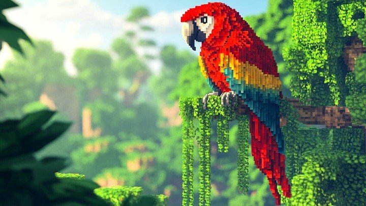 Minecraft - parrot search and taming - Ensigame